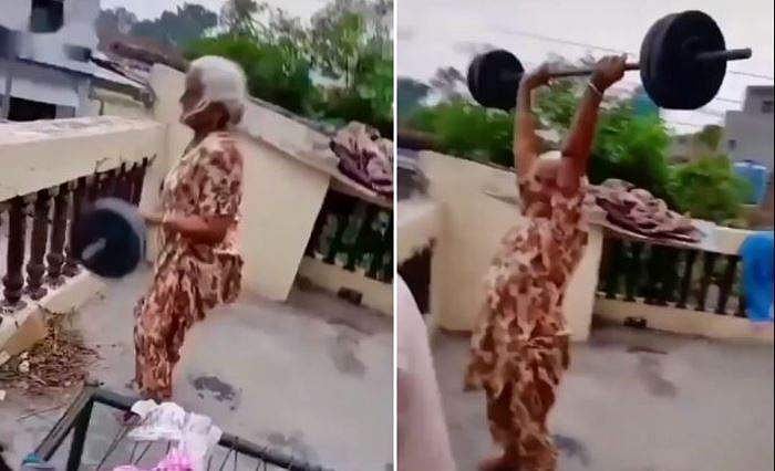 Video of 80 year old woman doing deadlift viral on social media